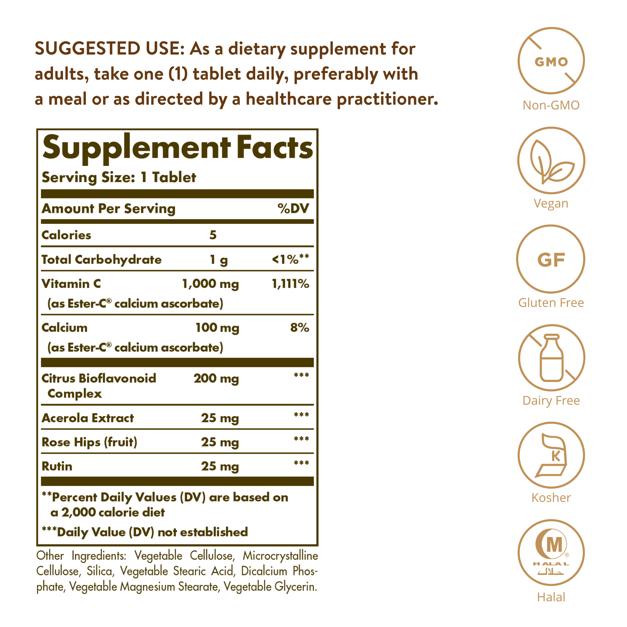 Solgar, Ester-C® Plus 1000 mg Vitamin C Tablets (Ester-C® Ascorbate ...