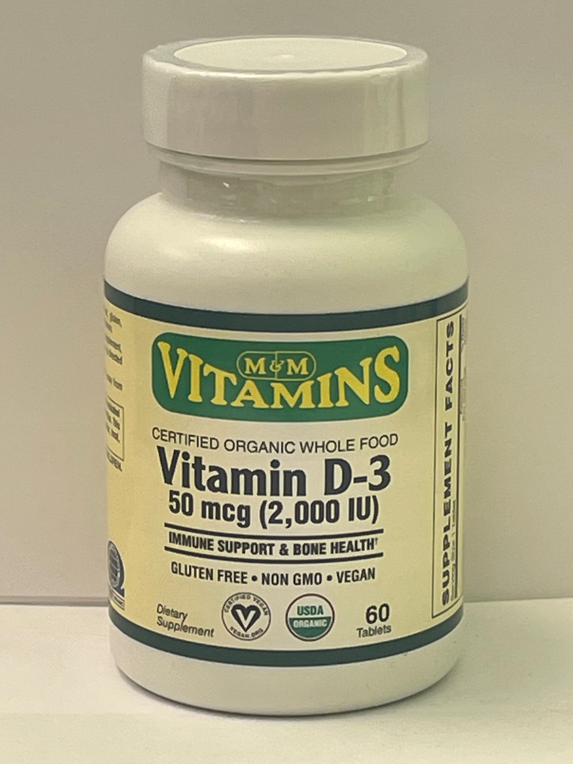 M&M Vitamins Brand, ORGANIC WHOLE FOOD VITAMIN D-3 60 TAB - M and M ...