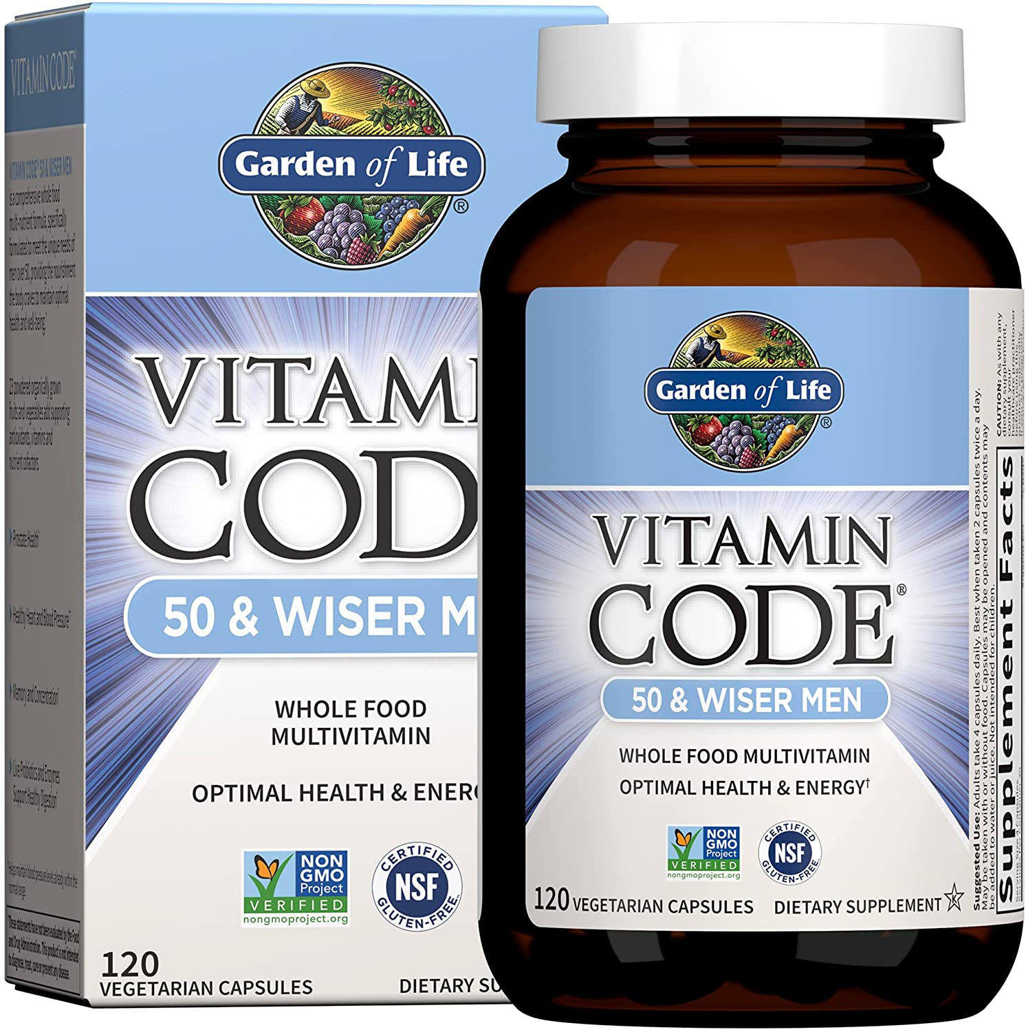 Garden of Life, Vitamin Code® - 50 & Wiser Men's Multi 120 Capsules - M ...