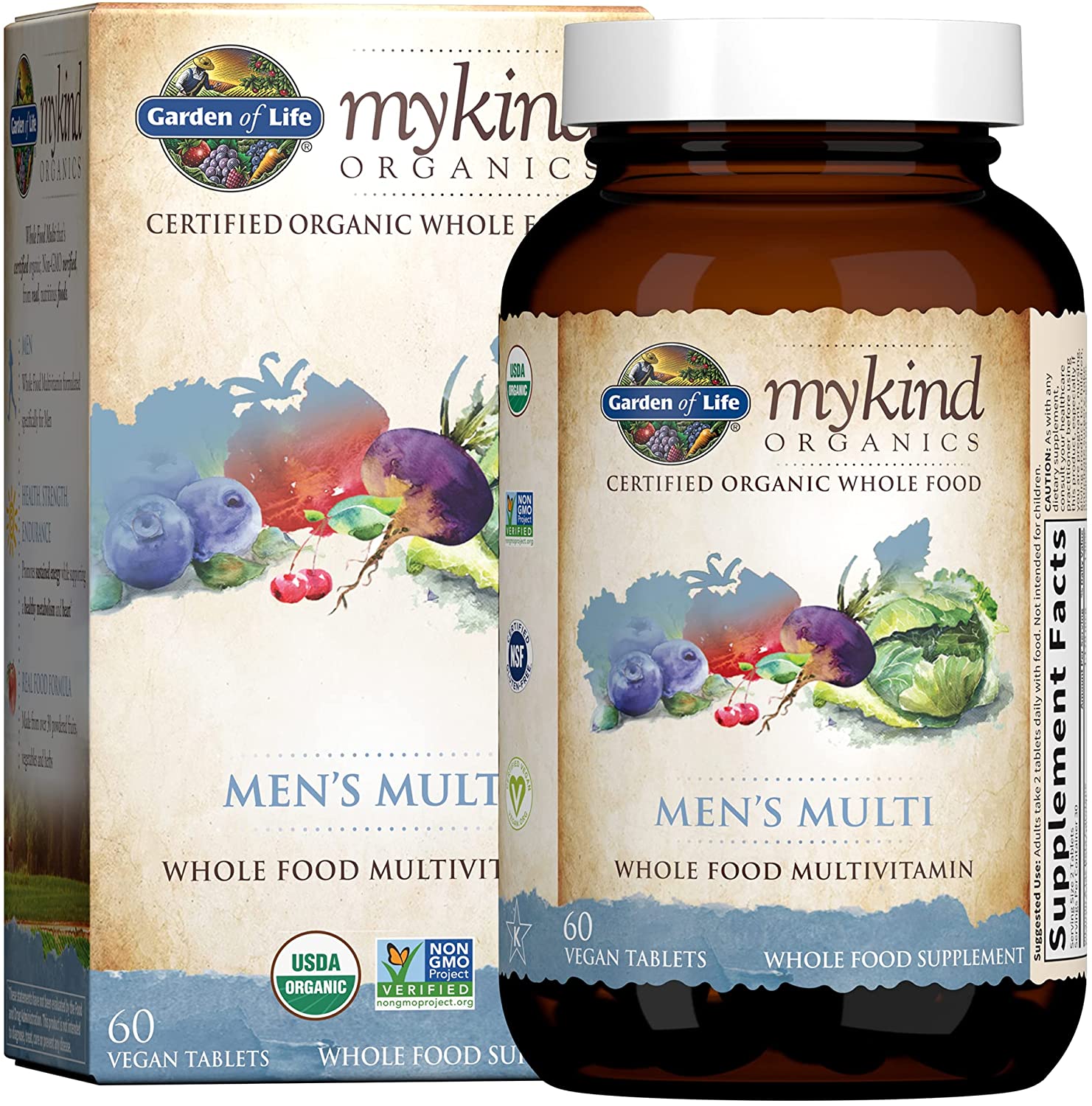 Garden of Life, mykind Organics Men's Multi 60 Organic Tablet - M and M ...