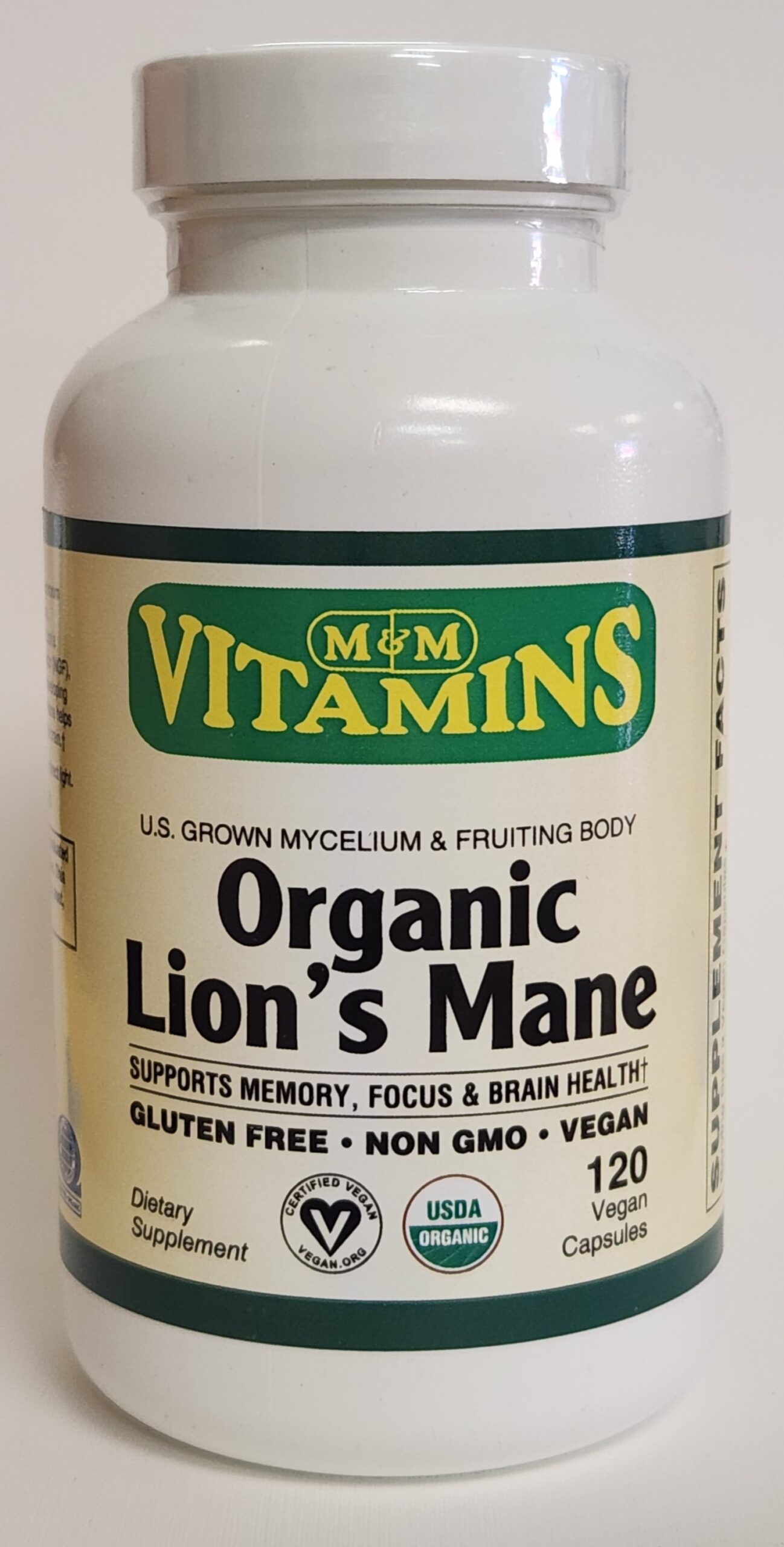 M&M Vitamins, Lions Mane Organic 120vcap - M and M Vitamins, LLC
