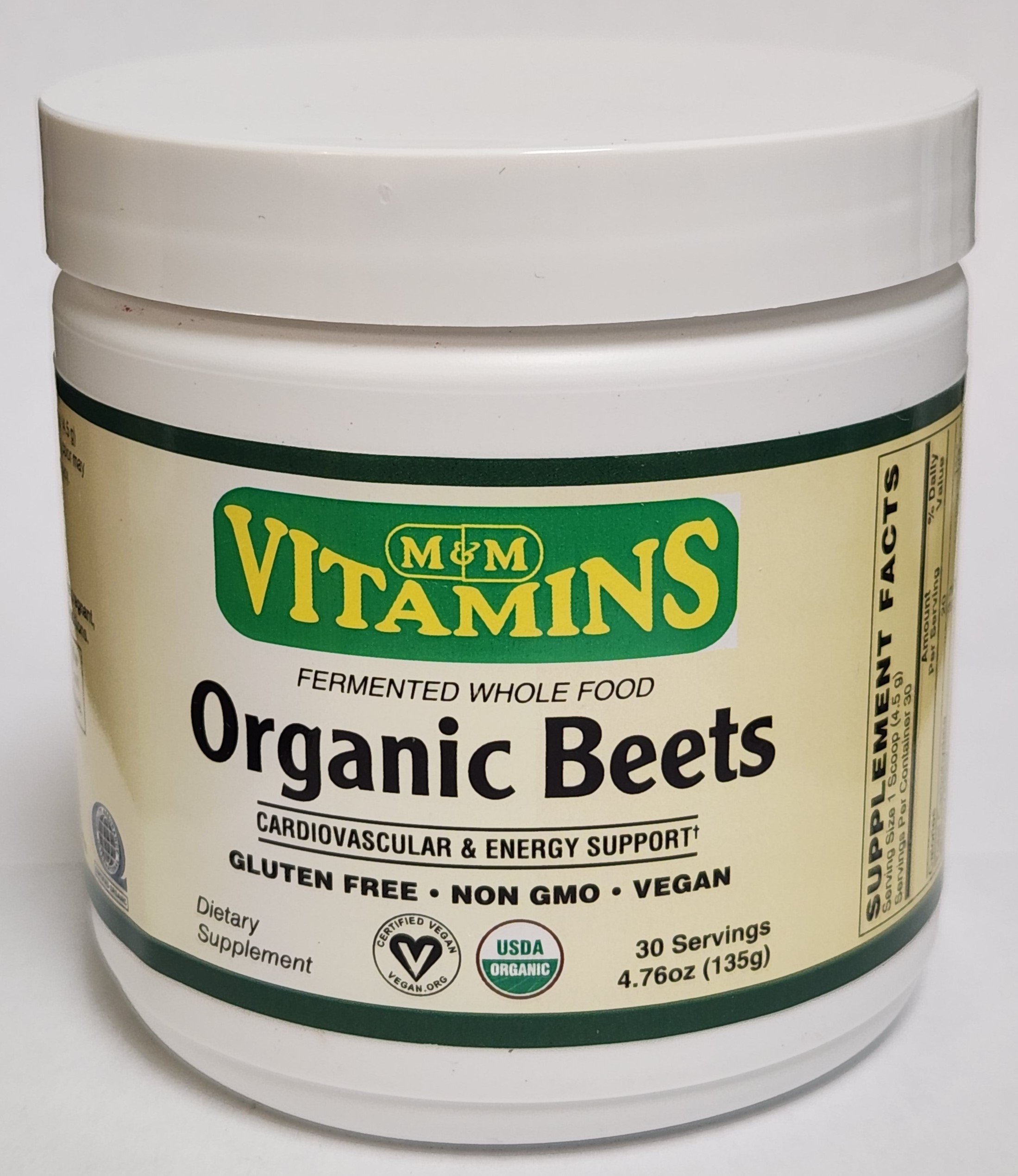 M&M Vitamins Brand, Whole Food Organic Beets 135g - M and M Vitamins, LLC
